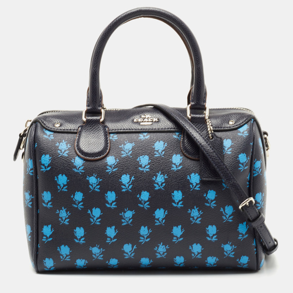 Coach | Bags | Coach Navy Blue Floral Print Coated Canvas Mini Bennett ...